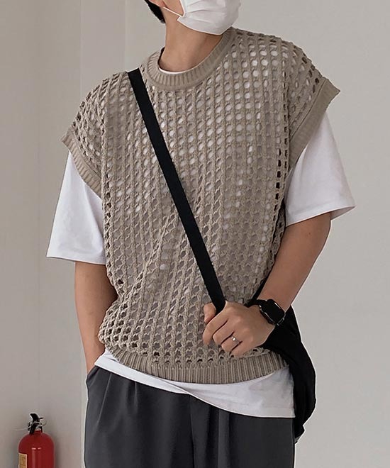 온트러스트 UNISEX 케드 네트 니트 베스트 위시버킷