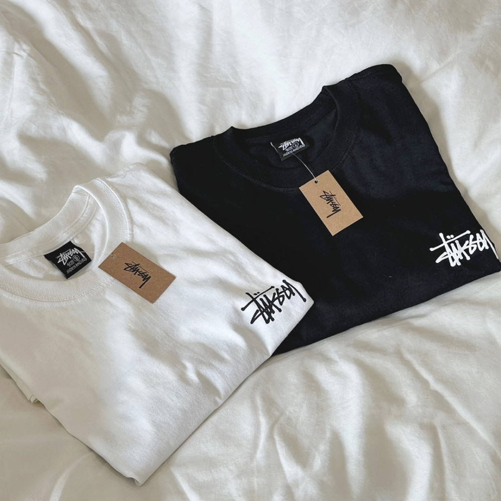 스투시 Stüssy 스투시 베이직 남녀공용 긴팔 블랙 화이트 형광 네이비 위시버킷