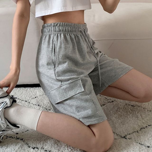 모노치코 카고 와이드 오버핏 카고 밴딩 스트링 5부 트레이닝 반바지 MCSPT 1132 위시버킷