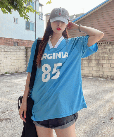 소소리아 워터밤 페스티발 Y2K 브이넥 스포티 저지 풋볼티 농구티 하이틴룩 걸스힙합 티셔츠 위시버킷