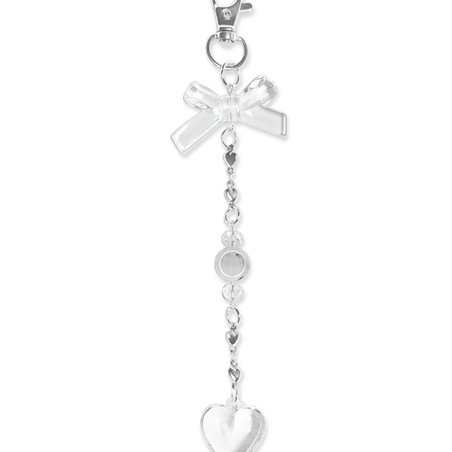 써니 마플샵 Long Pure Ribbon Heart Key Ring 롱 퓨어 리본 하트 키링 자체제작 키치 러블리