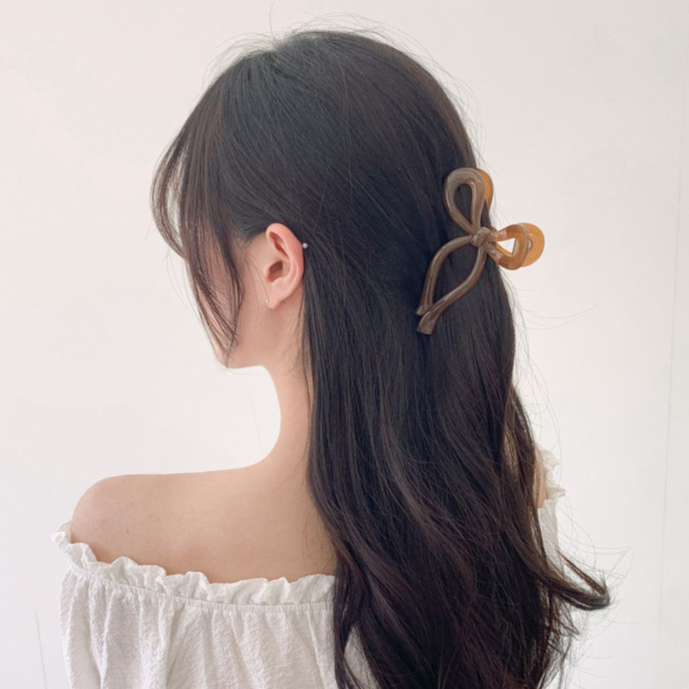 블루씨티 블루씨티 언발 투명 리본 올림머리 반묶음 아크릴 헤어 집게핀 6color 위시버킷