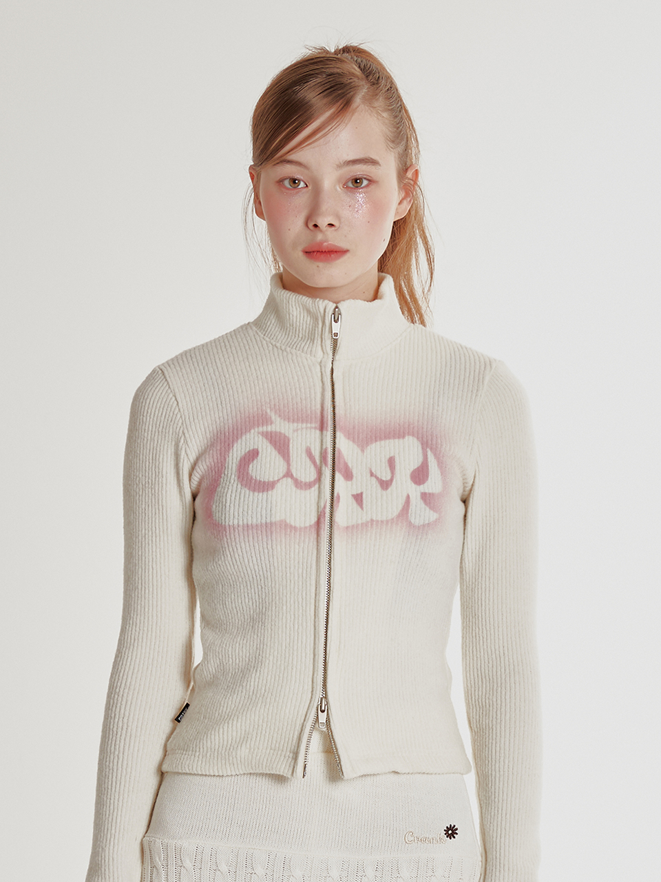 크랭크 SPRAY KNIT ZIP-UP_IVORY - 위시버킷