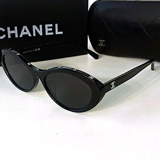 샤넬 CHANEL 5416 Oval Sunglasses Acetate Black - 위시버킷