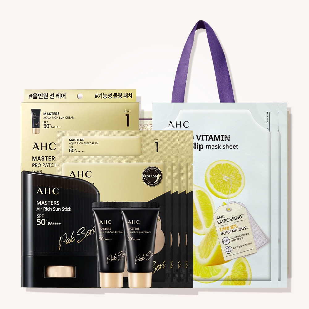 AHC AHC 마스터즈 ALL세트(선스틱 14g+패치 4매입+선크림 10ml 2개+마스크팩 2매)+쇼핑백 - 위시버킷