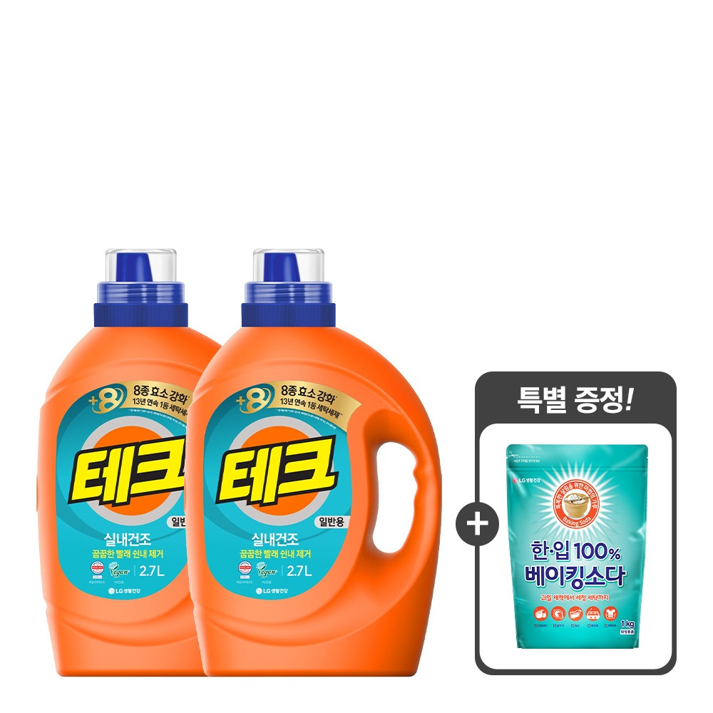 테크 테크 실내건조 세탁세제 일반 용기 2 7l 2개 특별증정 위시버킷