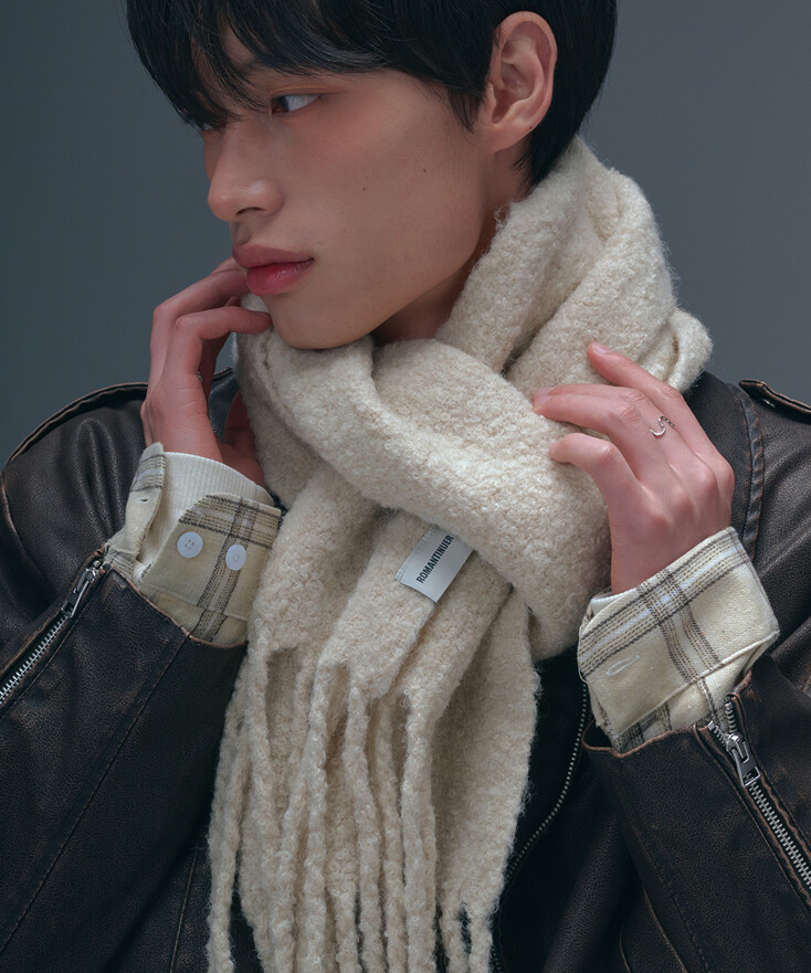 로맨티누어 [EXCLUSIVE] Soft Wool Muffler (Ivory) - 위시버킷