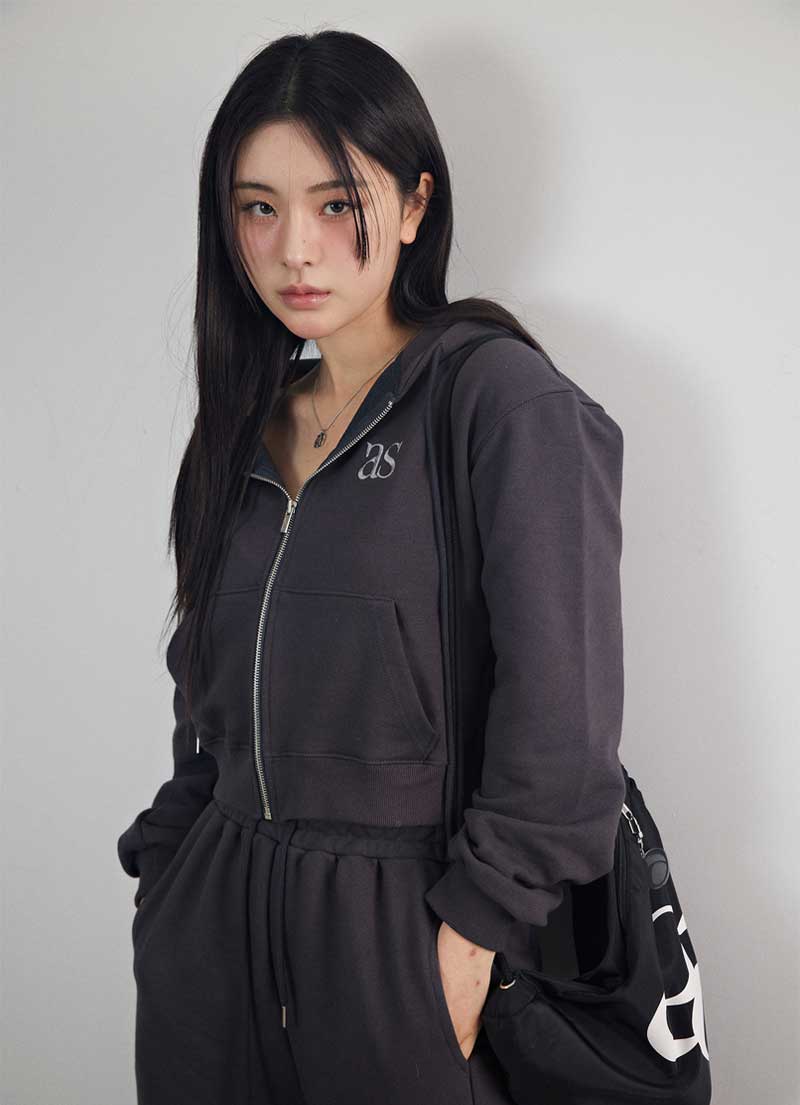 애즈온 BASIC TRAINING HOOD ZIP-UP / CHARCOAL - 위시버킷