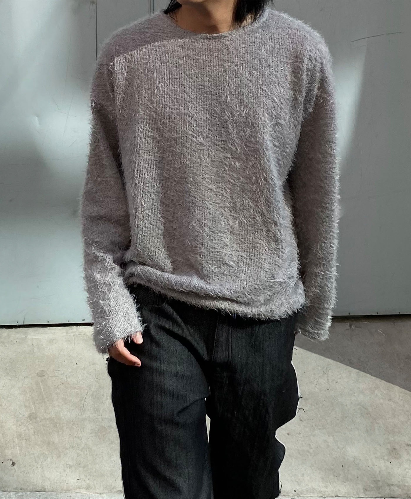 세인트아카이브 Angora Hair Long Sleeve Knit (Gray) - 위시버킷