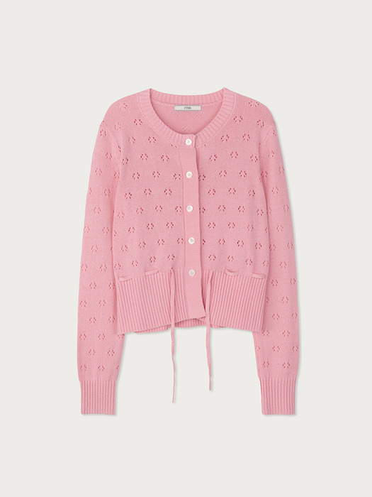 잇터 String punching cardigan_Pink - 위시버킷