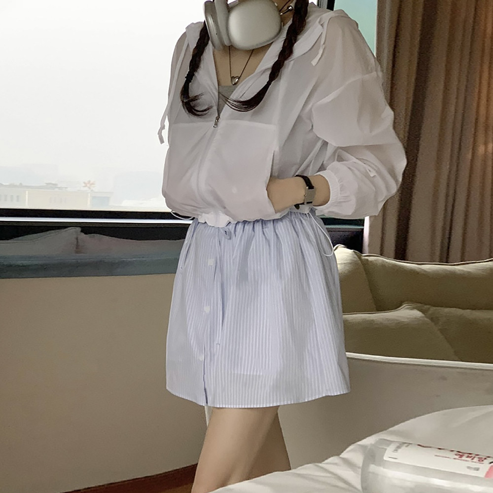 미엘 미엘 홀릭 바람막이 크롭 후드 집업 (2col) - 위시버킷