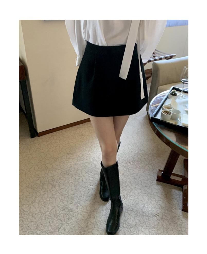 비엔느 [당일/쿠폰] riette 리에뜨 포니 스커트 / 울 A라인 핀턱 미니 스커트 (2colors) 블랙m 당일발송 - 위시버킷