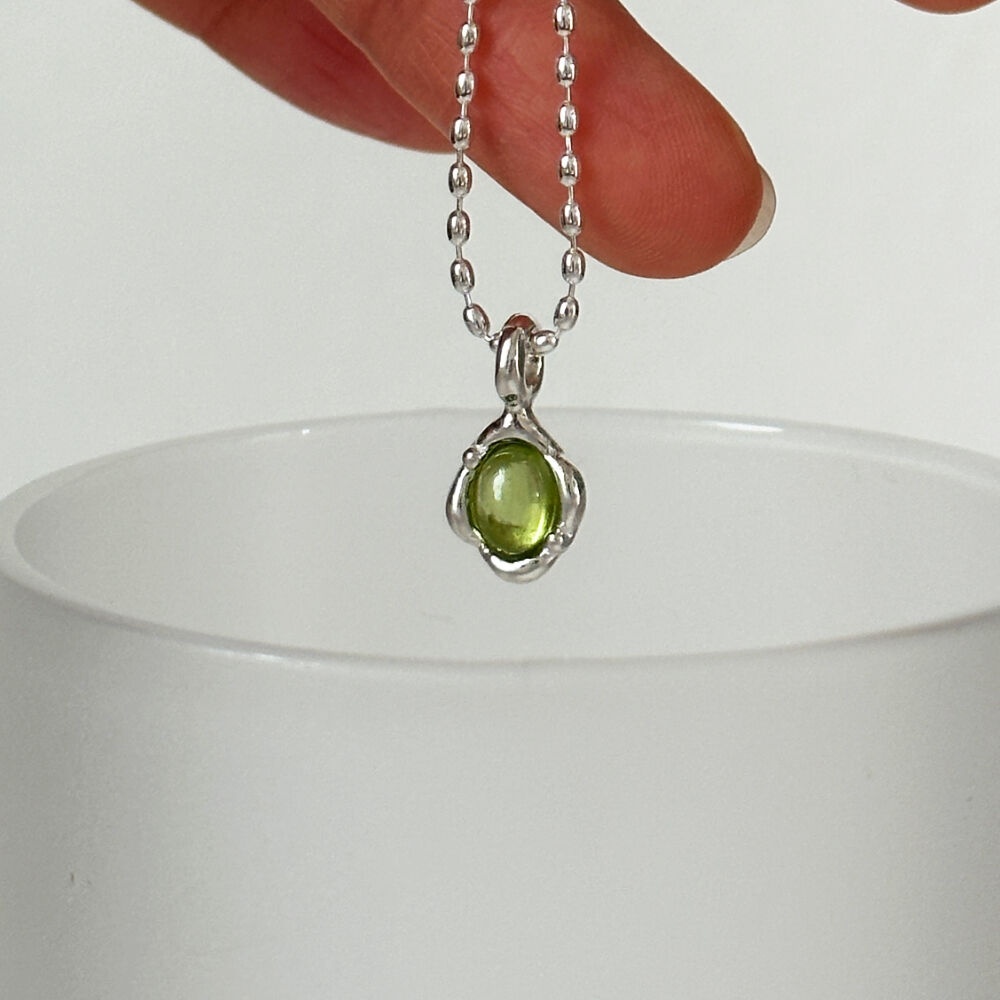 따스한기록 N032_Wax flower Necklace(peridot/blue/lavender chalcedonia) - 위시버킷