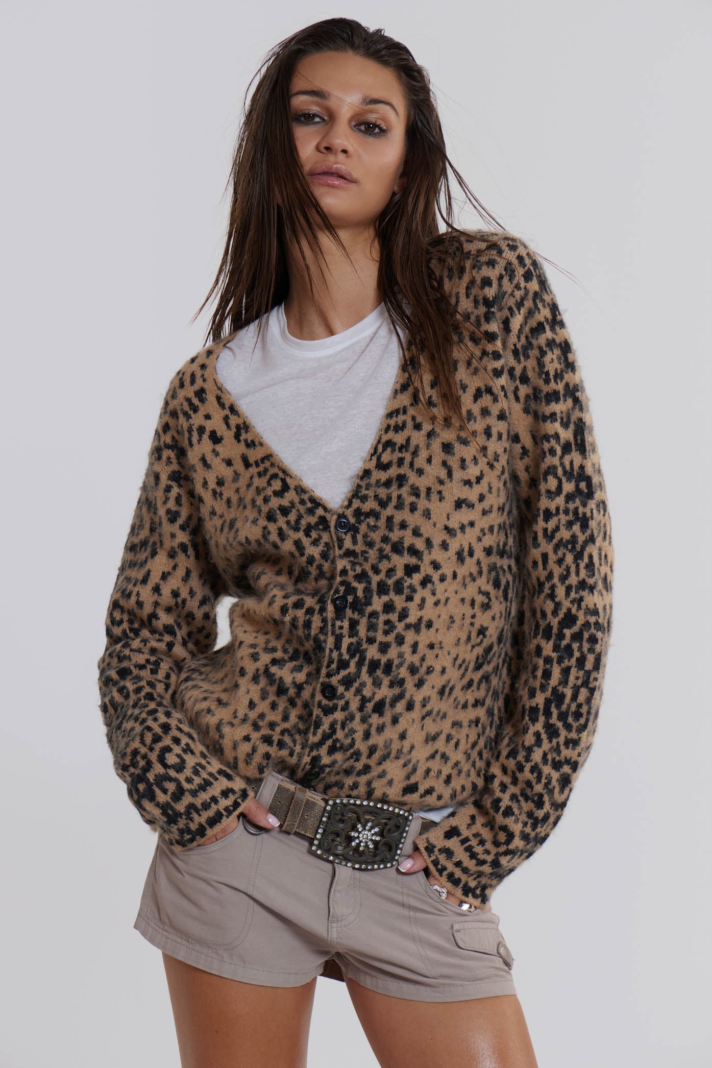 제이디드런던 Leopard Chuck Cardigan - XS / Brown - 위시버킷