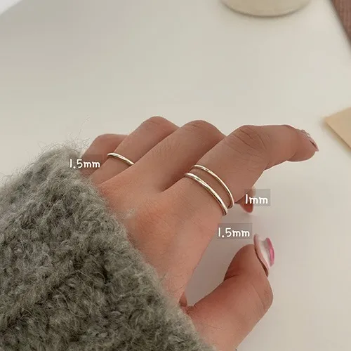 디데이클로젯 실버925 1mm 1.5mm 심플 열손가락 레이어드 실반지 D day 디데이 - 위시버킷