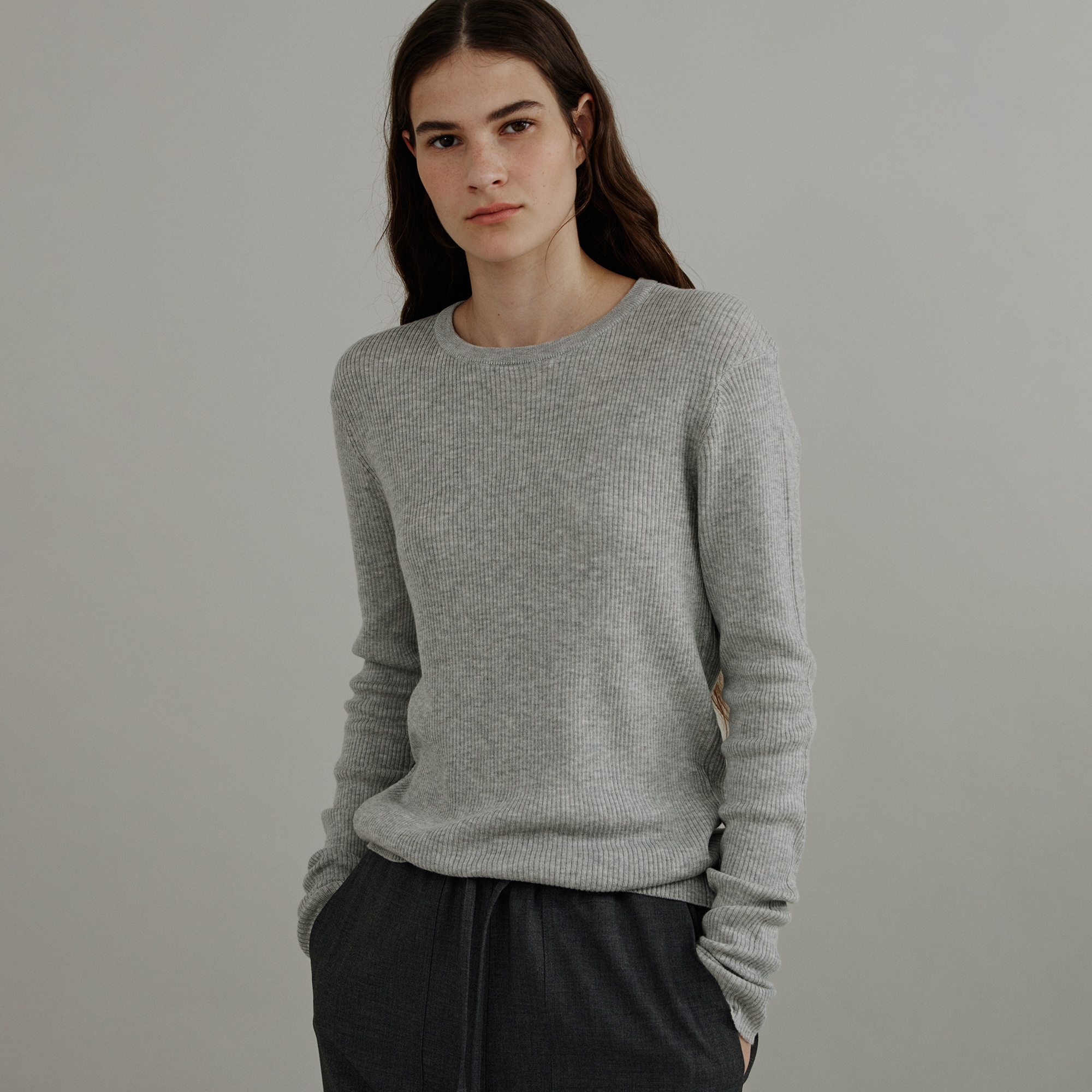 로우 Leau classic knit_light grey - 위시버킷