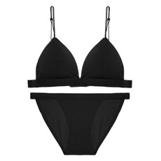 ANKRIC ANKRIC 와이어브라 프랑스 얇은 어깨 끈 속옷 여성 섹시한 작은 편평한 가슴 삼각형 컵 얇은 반지없는 모달면 브라 세트 - 위시버킷