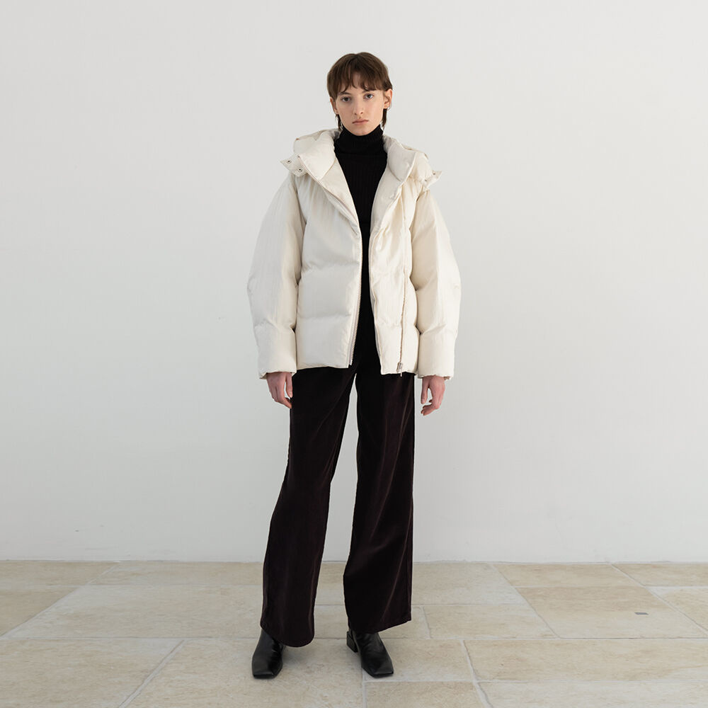 르 hood unbalance duck-down padding (cream) - 위시버킷