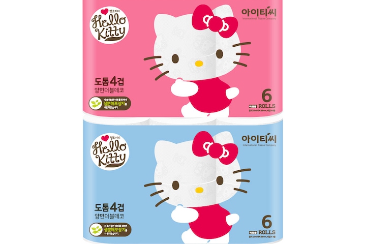 아이티씨 헬로키티 4겹 도톰미니 화장지 6롤x2팩 12롤 위시버킷