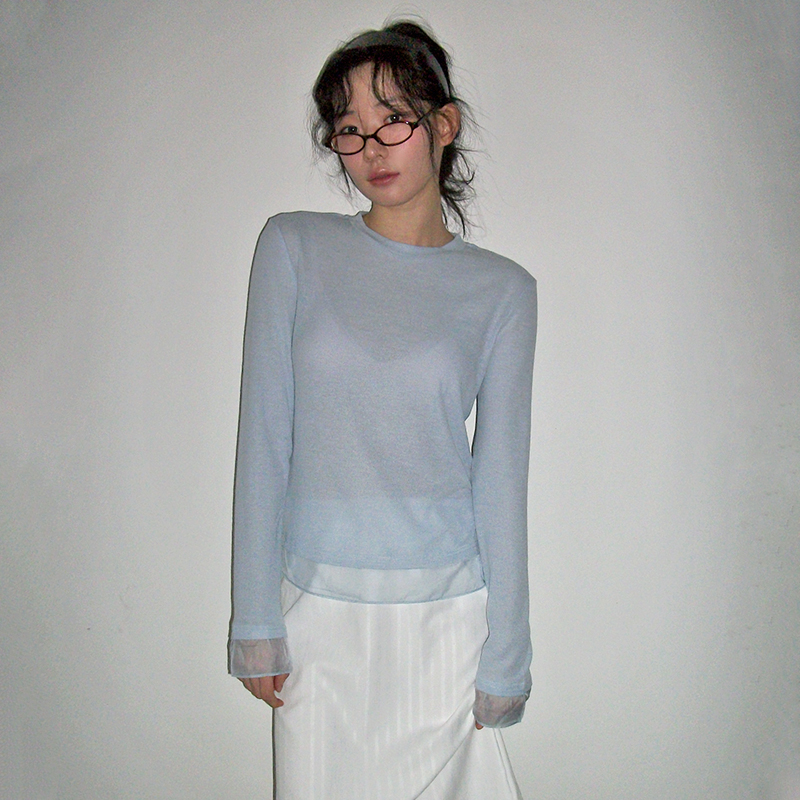 프롬비기닝 프롬비기닝 헤이드 리본 레이어드 티 4color 기본티 긴팔티 긴팔티셔츠 레이어드티 레이어드티셔츠 롱슬리브 시스루레이어드티 티셔츠 레이어드 봄 봄옷빈티지 하객