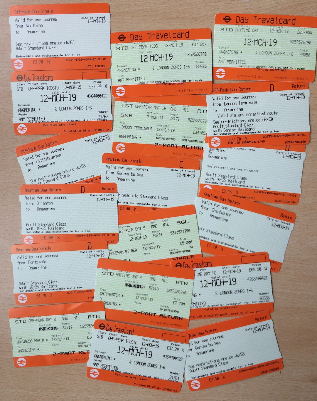 더올드코튼릴 Modern Train Tickets Pack Of 20 Orange Tickets Scrapbooking Junk ...