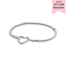 판도라 판도라 여성용 모멘츠 하트 클로저 스네이크 체인 브레이슬릿 599539C00 + 쇼핑백 - 위시버킷