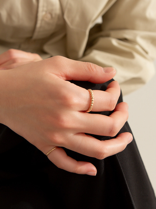 룬느 14k 2.5mm 버블 볼 라인 반지 (14k골드) #LFR09 - 위시버킷