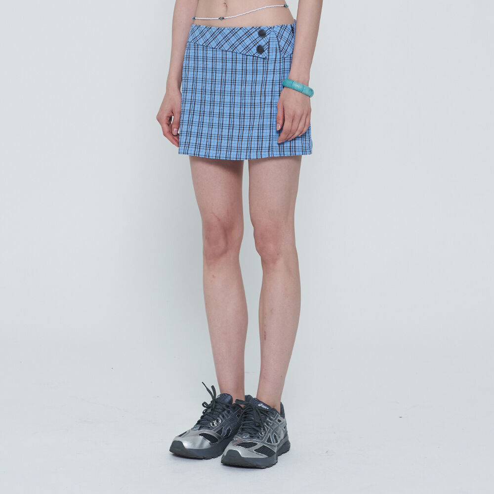 스컬프터 Y2K Plaid Lowrise Skorts Blue - 위시버킷