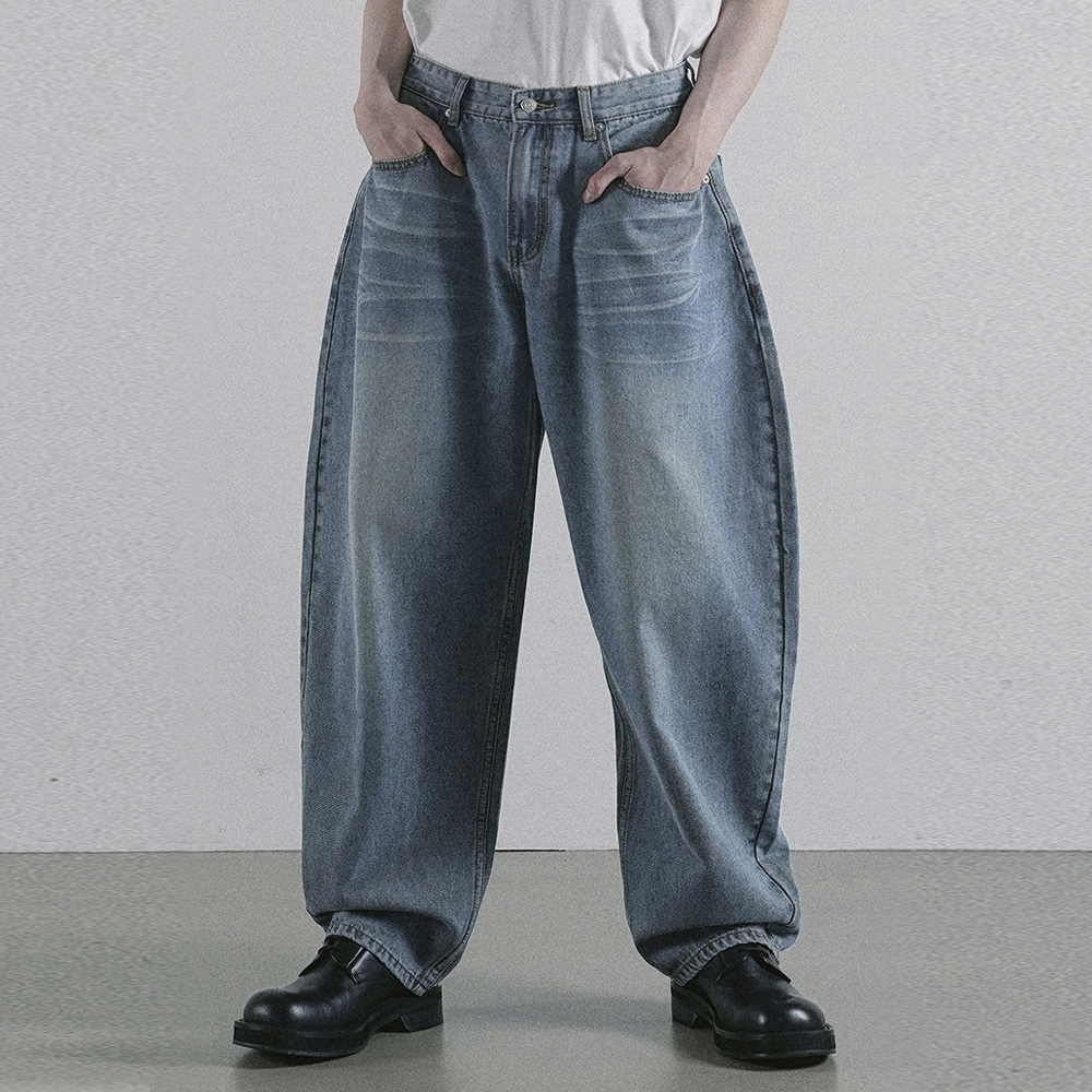 리테일 Steady Beggy Denim Pants (Medium Blue) - 위시버킷