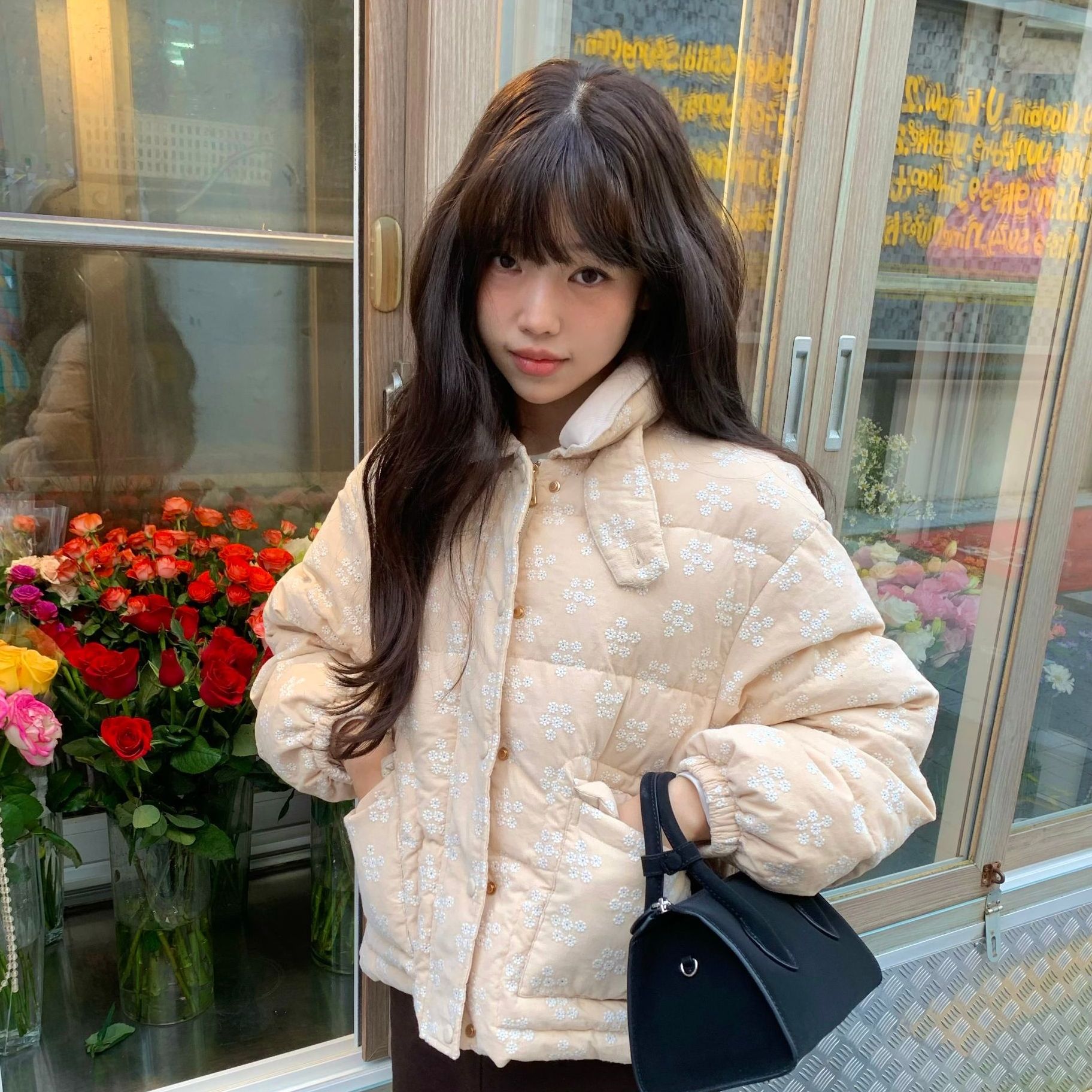 르니나 MELODY embroidery duck down padding_light beige - 위시버킷