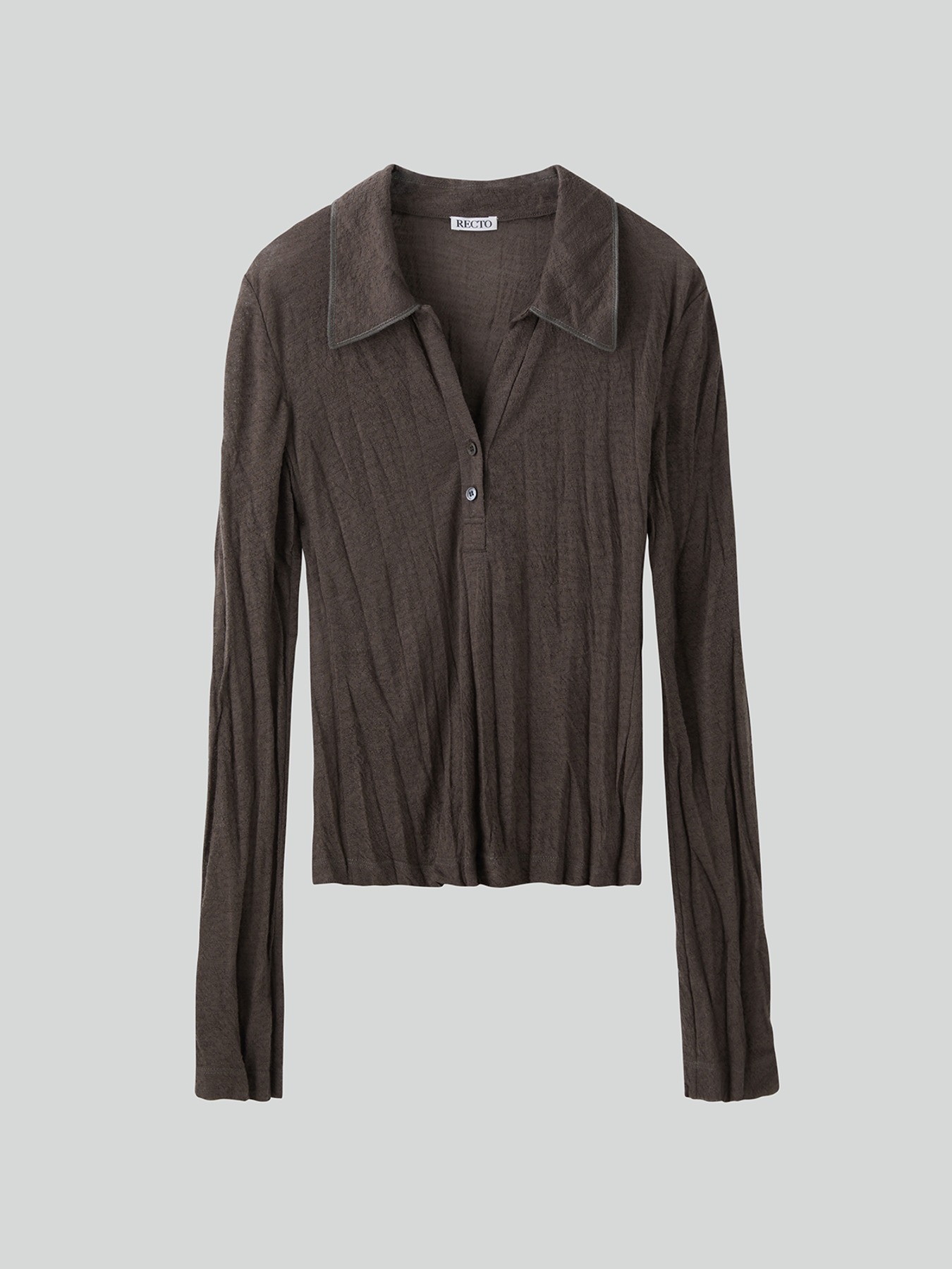 렉토 CREASE WOOL JERSEY POLO TOP (BROWN) - 위시버킷