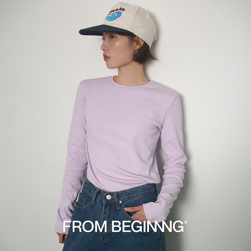 프롬비기닝 프롬비기닝 단독 Made 프리미엄 골지 라운드 티셔츠 여리핏롱슬리브 기본티 긴팔티 긴팔티셔츠 레이어드티 레이어드티셔츠 롱슬리브 이너 이너티 티셔츠