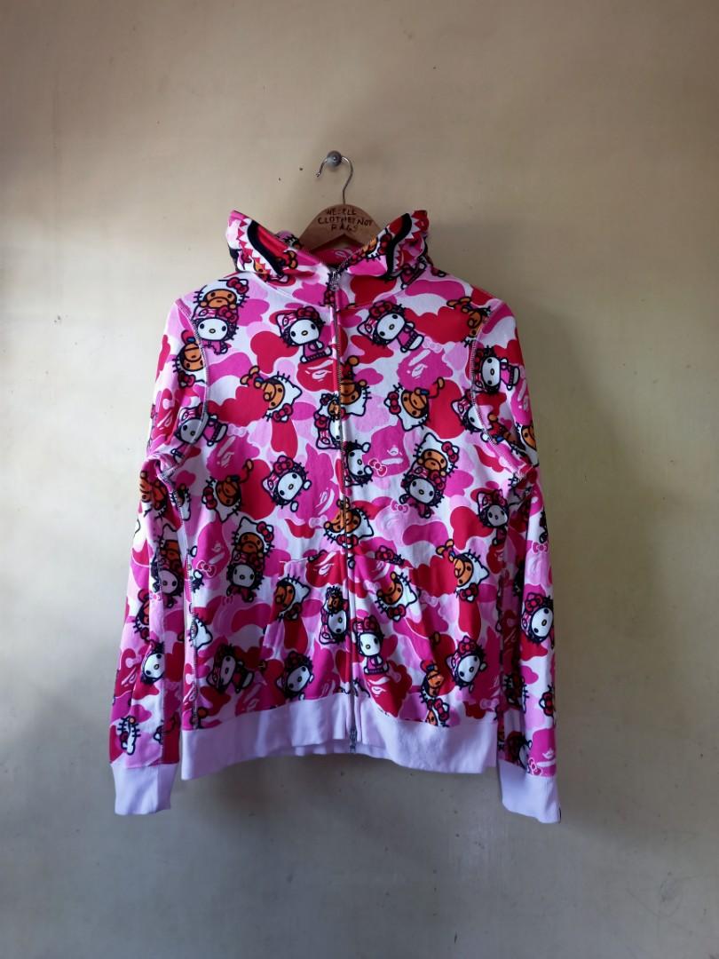 베이프 BAPE x Hello Kitty Bape Shark pink camou hoodie - 위시버킷