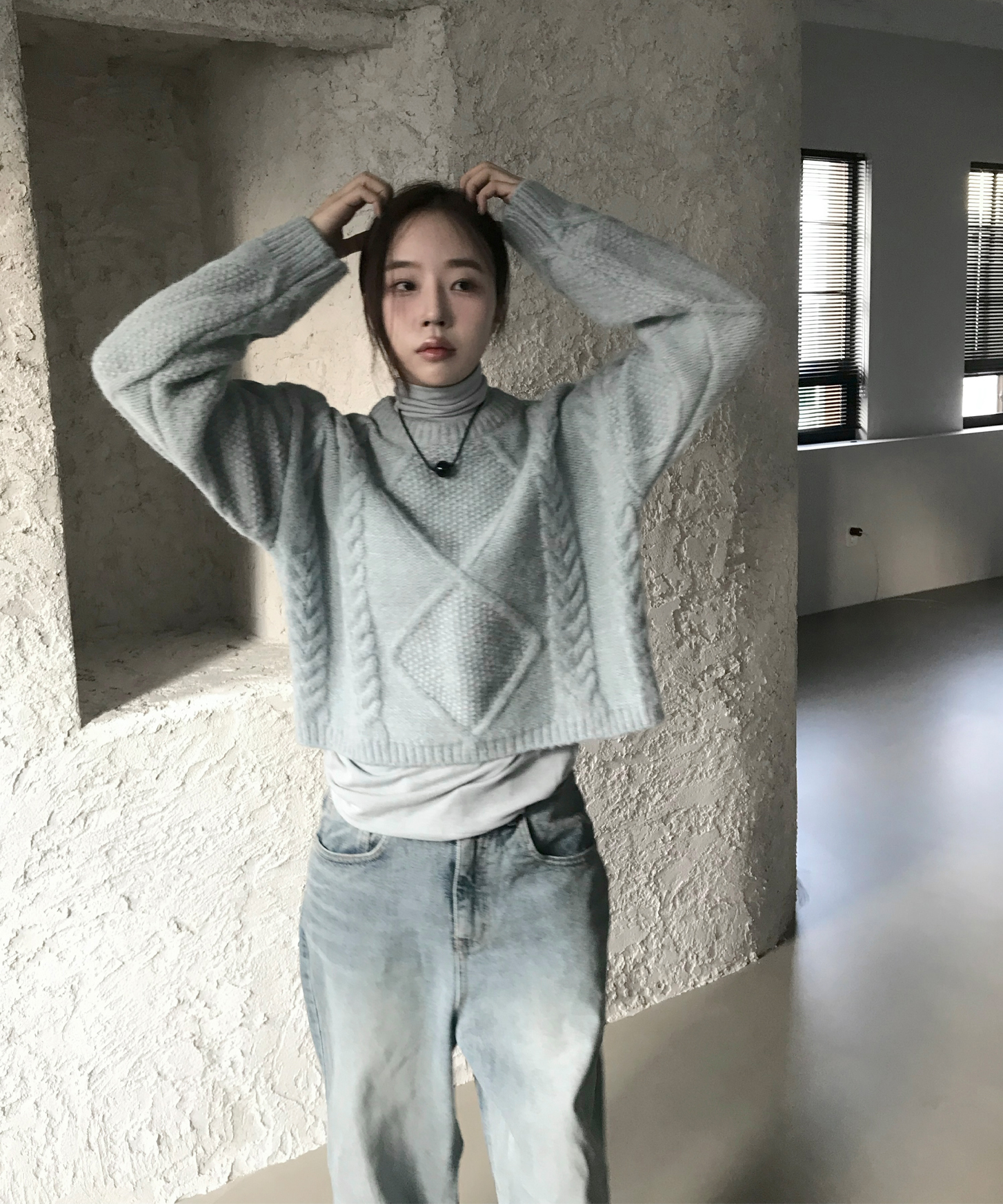 메종메츄어 Comfy cable knit-3color - 위시버킷