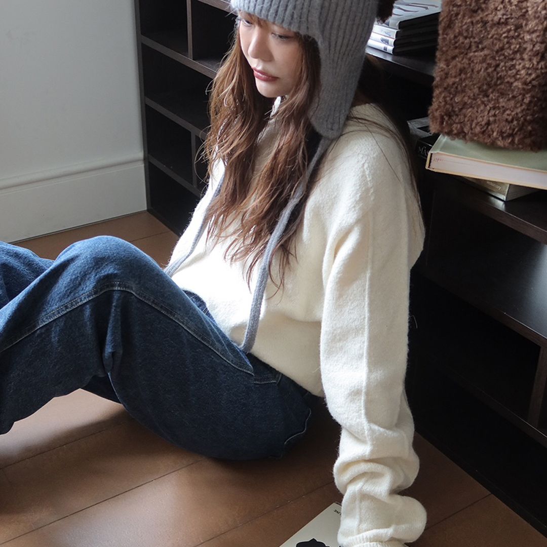 언더스탠딩 Wholegarment boucle round knit (4color) - 위시버킷