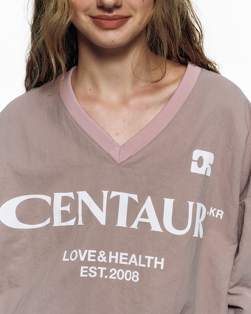 센토르 CENTAUR NYLON V-NECK SWEATSHIRT_PINK - 위시버킷