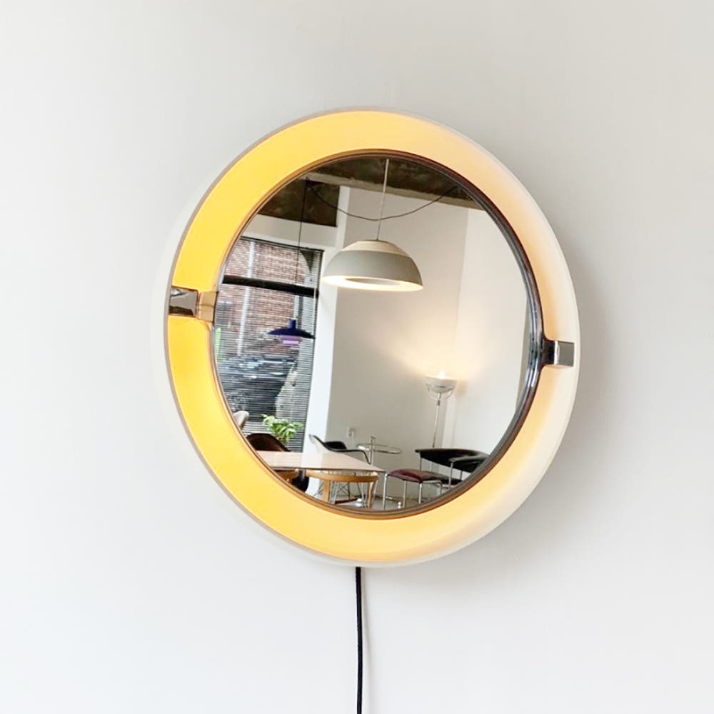 홈즈라이프 Allibert 알리버트 LED 거울 미드센츄리 빈티지 원형거울 화장대 스틸실버 50cm - 위시버킷