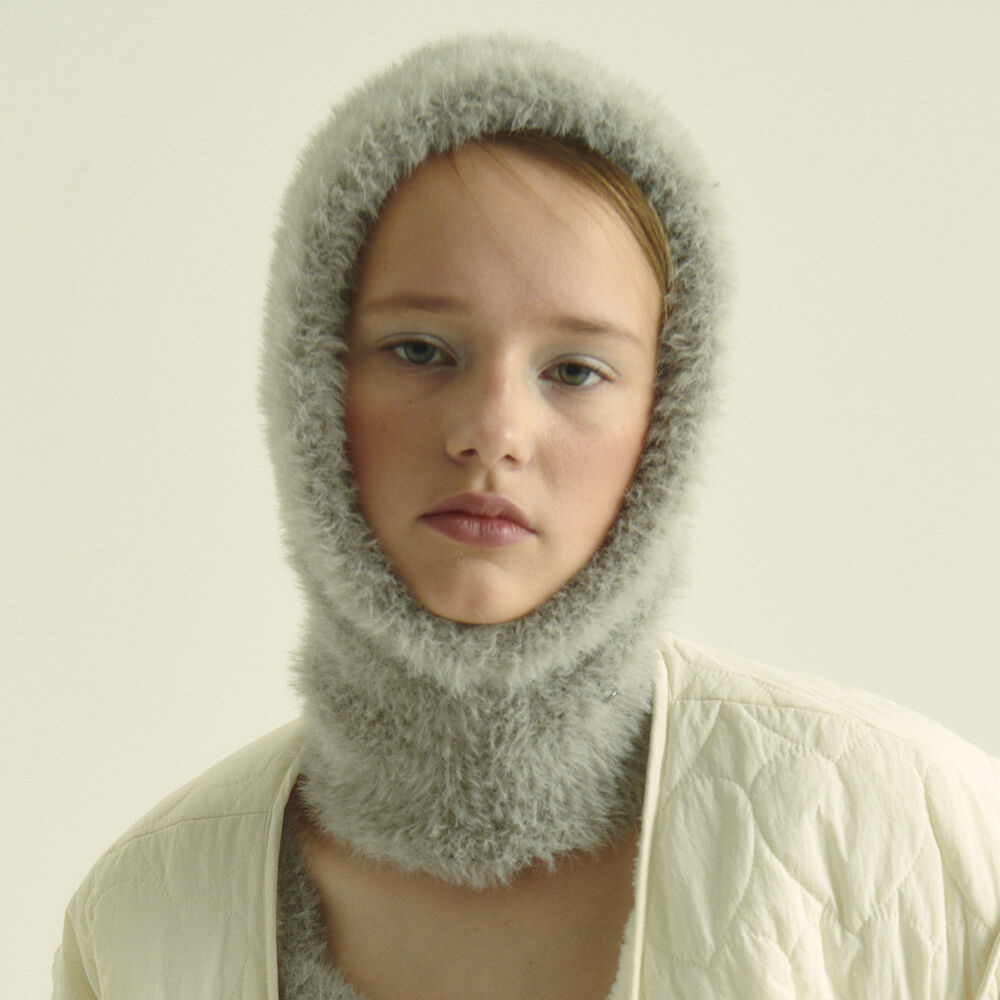 펀프롬펀 FUZZY KNIT BALACLAVA, GREY - 위시버킷