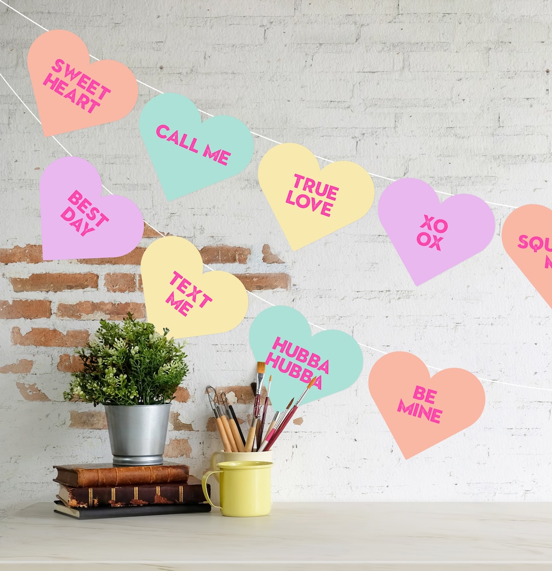 보헤미안우드 Conversation Heart Printable Paper Banner | Valentine's Day ...