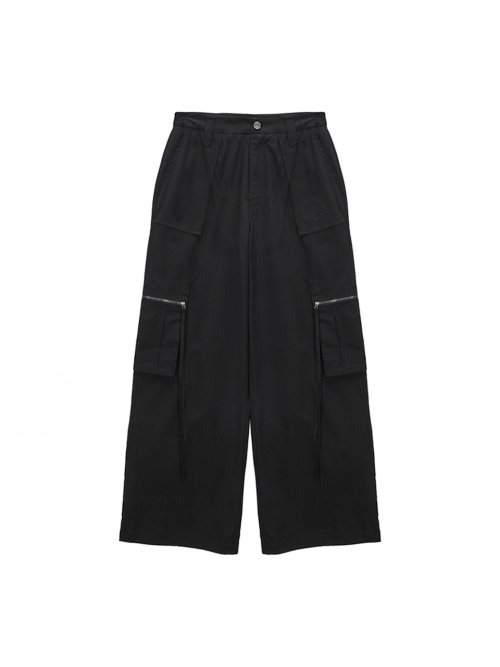 마뗑킴 STRIPE TEXTURE CARGO PANTS IN BLACK - 위시버킷