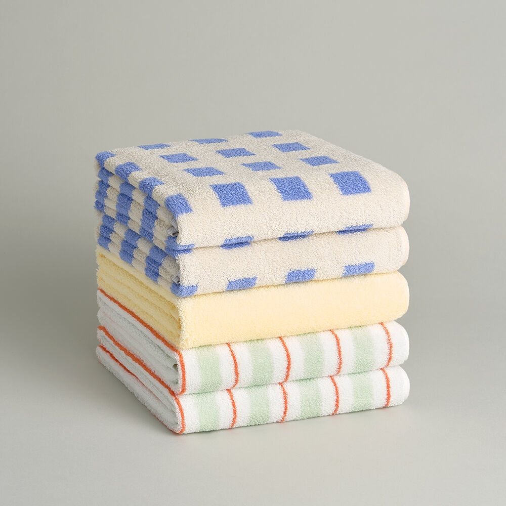 그란 [29CM단독] [에디션라인] 페이스타월 - 5P - 블루스퀘어 2P + 레몬옐로우 1P + 피크닉그린 2P - 위시버킷