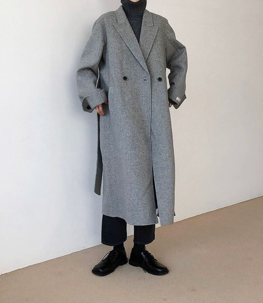 옐로우데이지 헤링본 하웰 핸드메이드 (2col) [무배] 울80 내피탈착 커프스 롱핸메코트 블랙폼 - 위시버킷