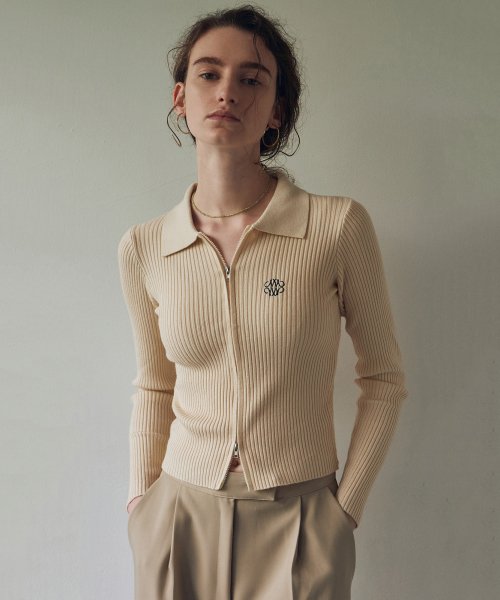닉앤니콜 NICOLE RIBBED TWO WAY ZIP UP KNIT_BEIGE - 위시버킷