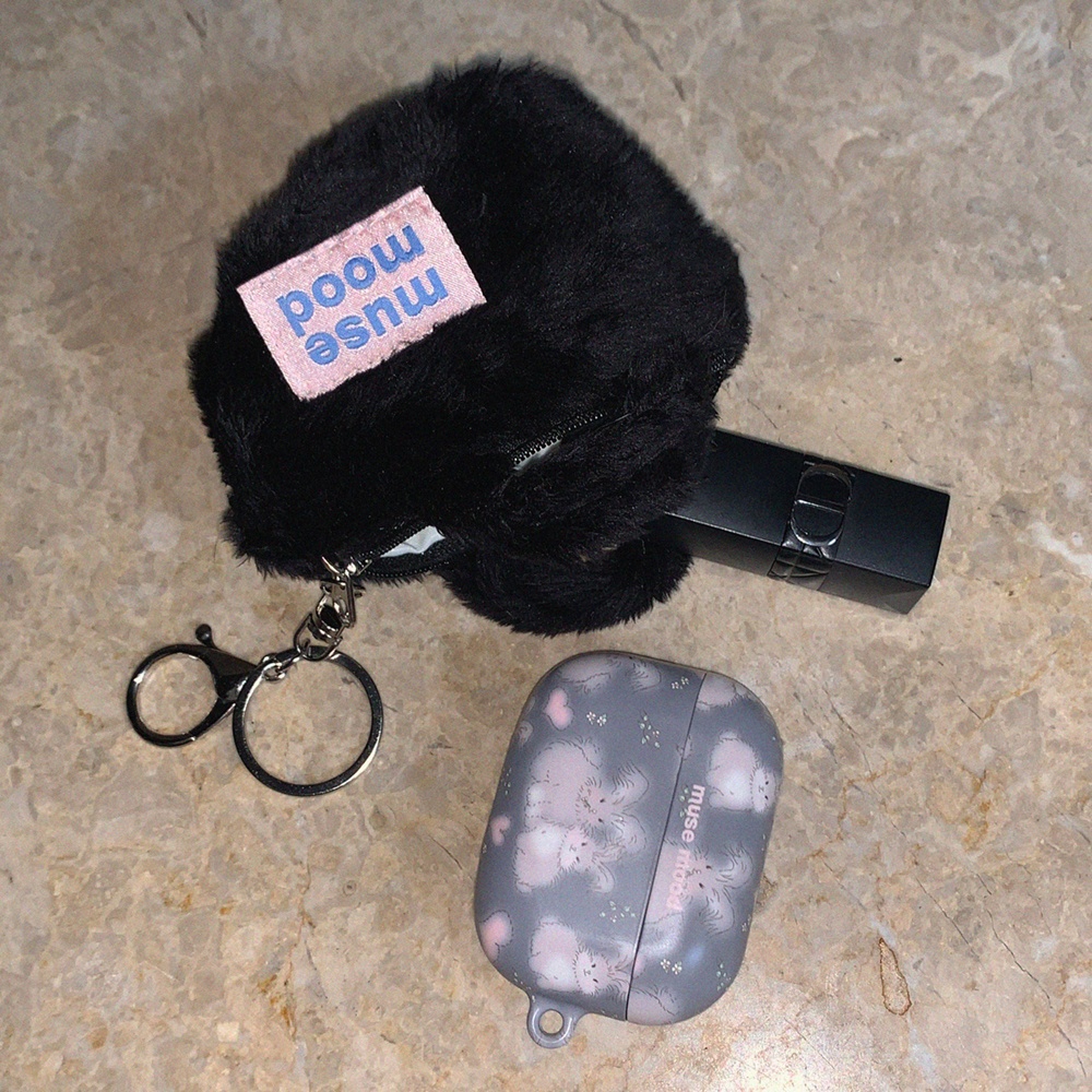 뮤즈무드 Black fur mini pouch key ring (미니파우치키링) - 위시버킷