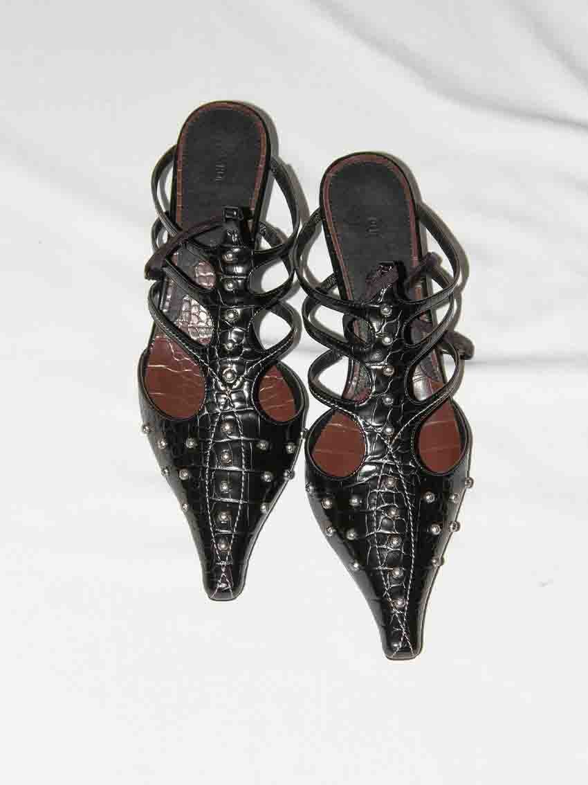 Rui built SS24 Rivet Wrap Heeled Mules — RUIbuilt - 위시버킷