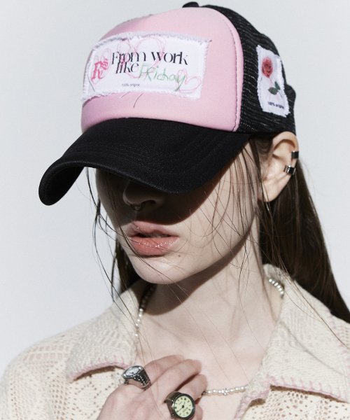 RSC ROSE MESH TRUCKER CAP - PK/BK - 위시버킷