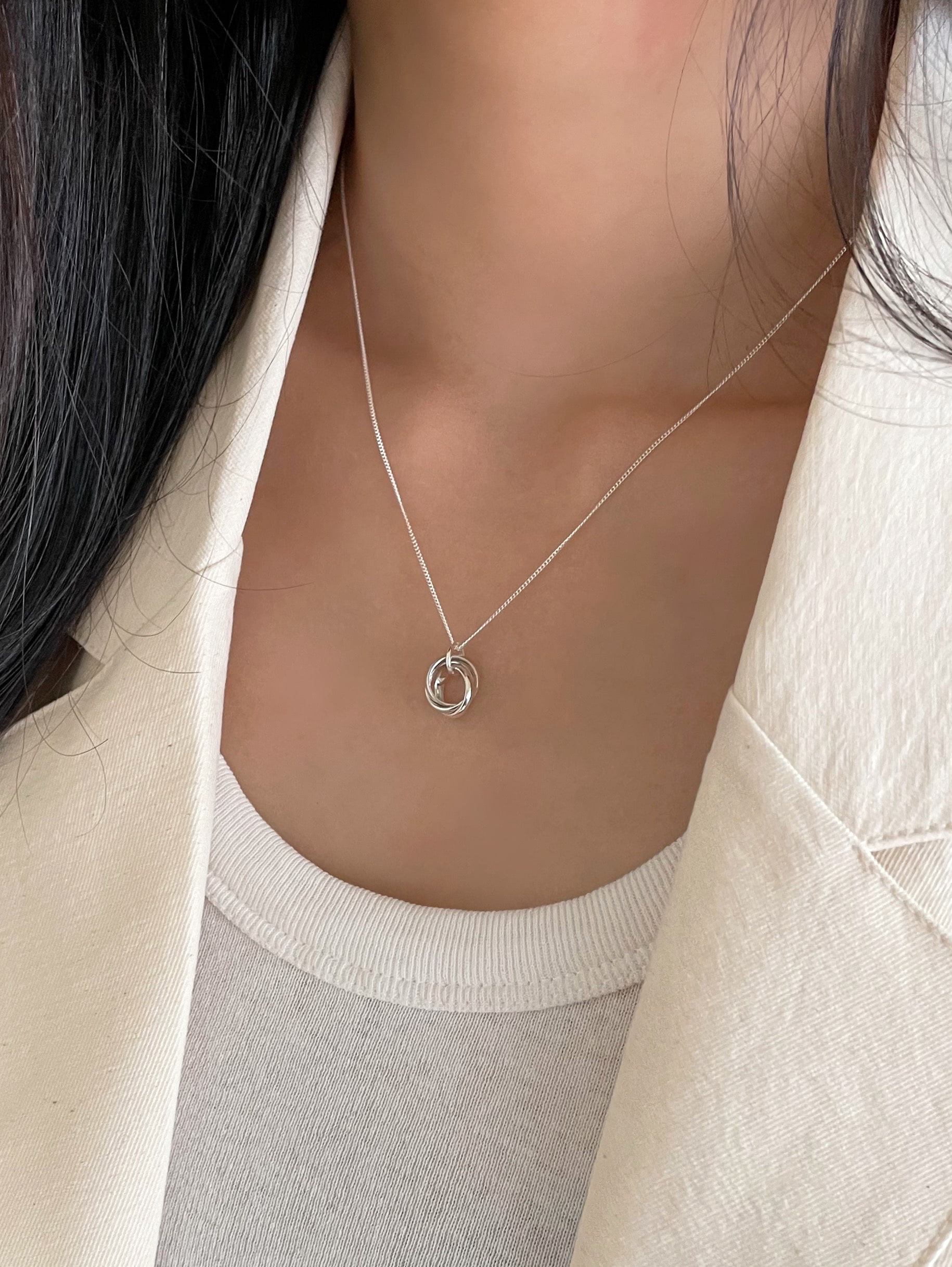 브룸 925silver 3 round ring necklace(2color) - 위시버킷