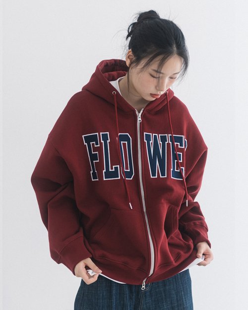 해비즘 FLOWER ZIP UP HOOD(WINE) - 위시버킷
