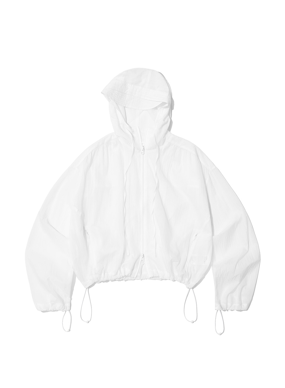 파르티멘토 [WOMEN] SHEER SHIRRING HOODIE JACKET_WHITE - 위시버킷