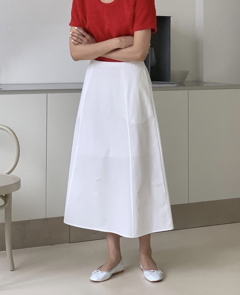 페브러리 페브러리 feb11 에디트 스커트 (2col) - 에이라인 플레어 면 롱스커트 치마 - 위시버킷